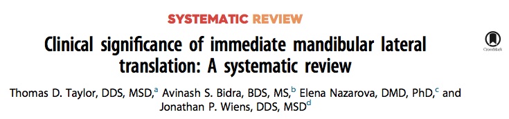 對於immediate mandibular lateral translation的臨床意義—Taylor(2016) | yehc