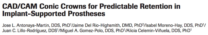 不同角度的CAD/CAM conic crown retention force—Antonaya-Martin(2016) | yehc